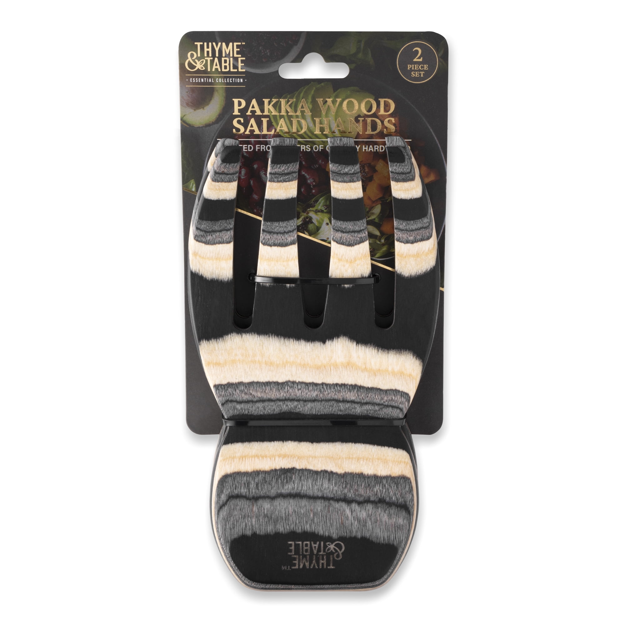 Thyme & Table 2-Piece Pakka Wood Salad Hand Set, Black - Walmart.com