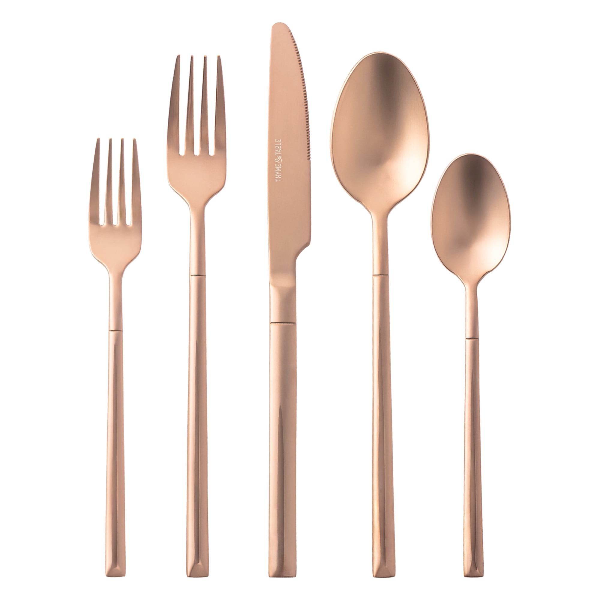Thyme & Table 20-Piece Arden Bronze Stainless Steel Flatware Set ...