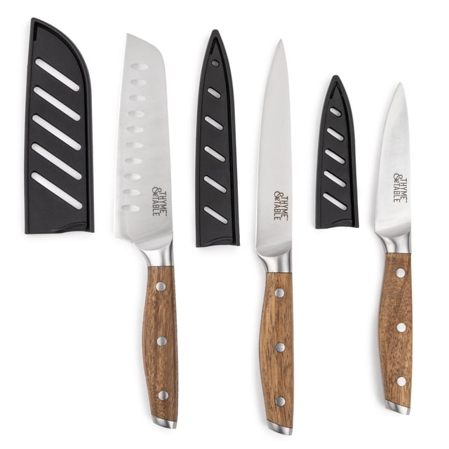 Thyme & Table 3-Piece Set, Acacia Handles with Stainless Steel Blades ...