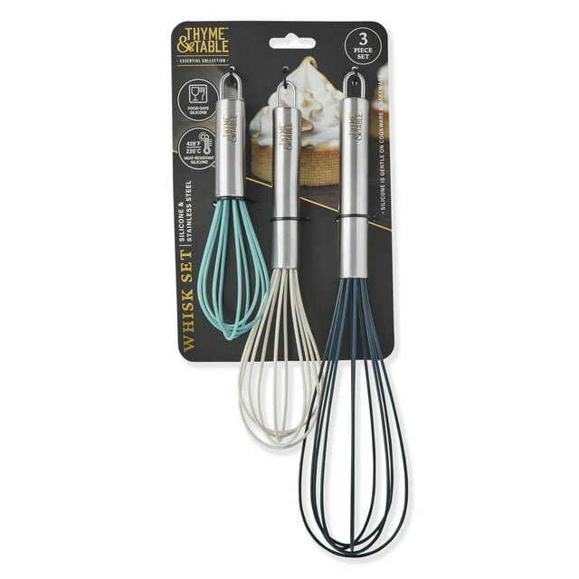 Thyme & Table 3-Piece Silicone Whisk Set, Multi Size - Walmart.com