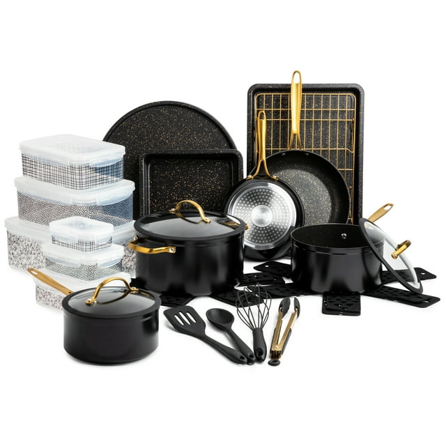 Thyme & Table 32-Piece Cookware & Bakeware Nonstick Set, Black ...