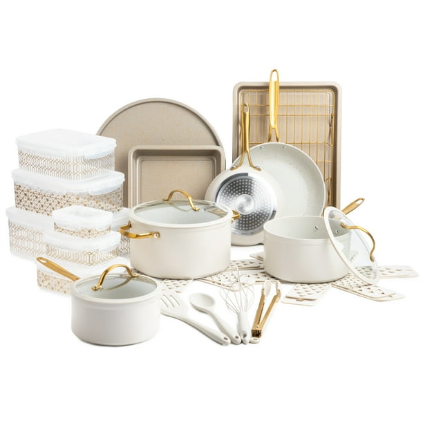 Thyme & Table 32-Piece Cookware & Bakeware Nonstick Set, Sand - Walmart.com
