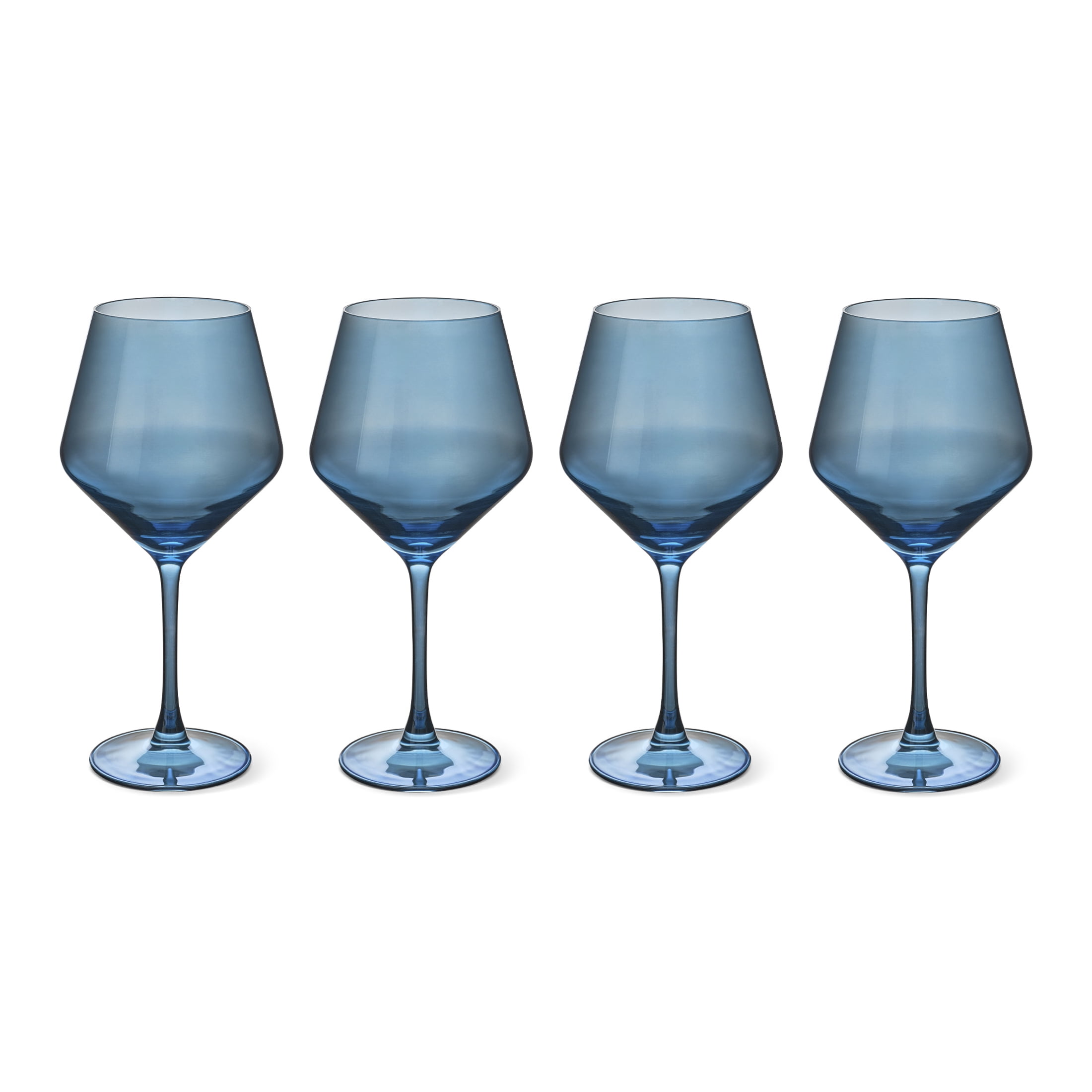 Thyme & Table 4-Pack Angled Wine Glass Set, Iridescent Blue - Walmart.com