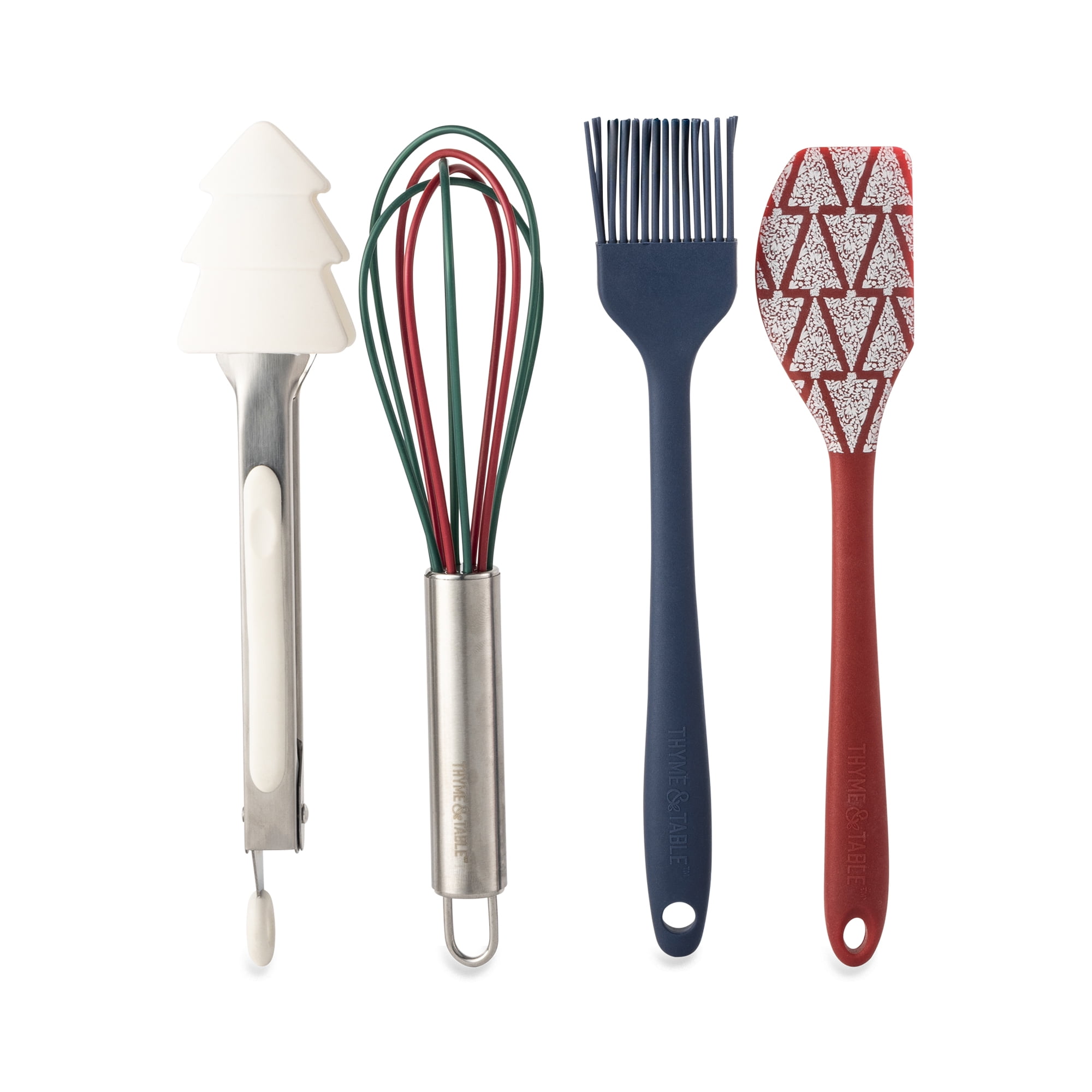Thyme & Table 4-Piece Holiday Kitchen Utensil Set - Red Tree - Walmart.com