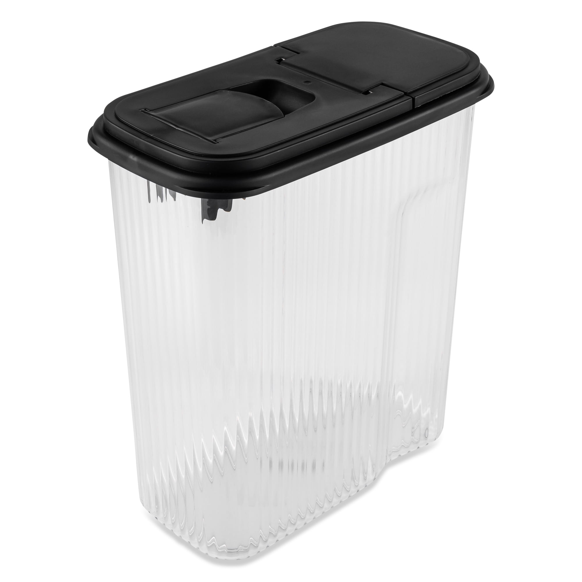 Thyme & Table 4 Quart Cereal Container with Spout Lid, Clear, Ribbed ...