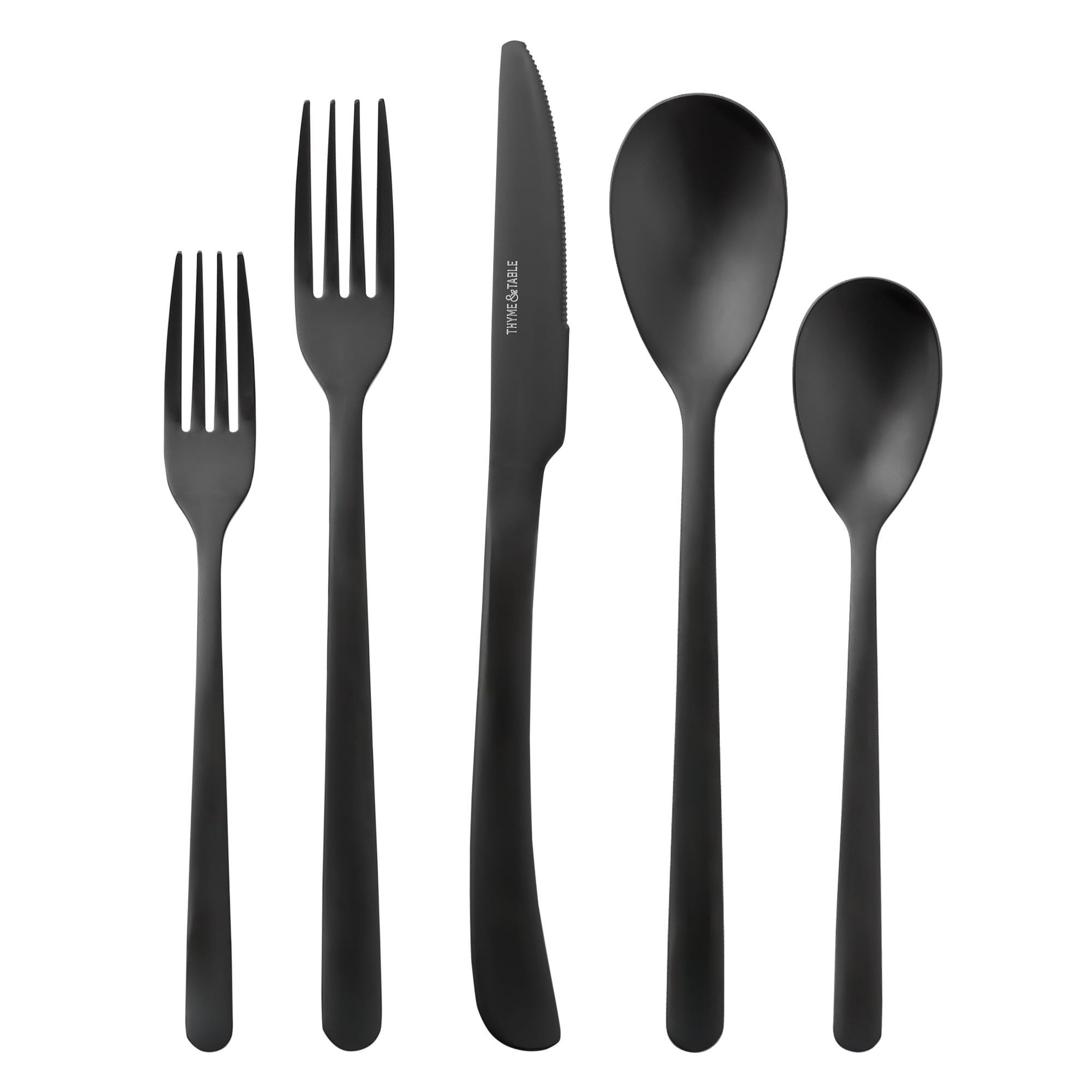Thyme & Table Royal 40-Piece Black Stainless Steel Flatware Set ...