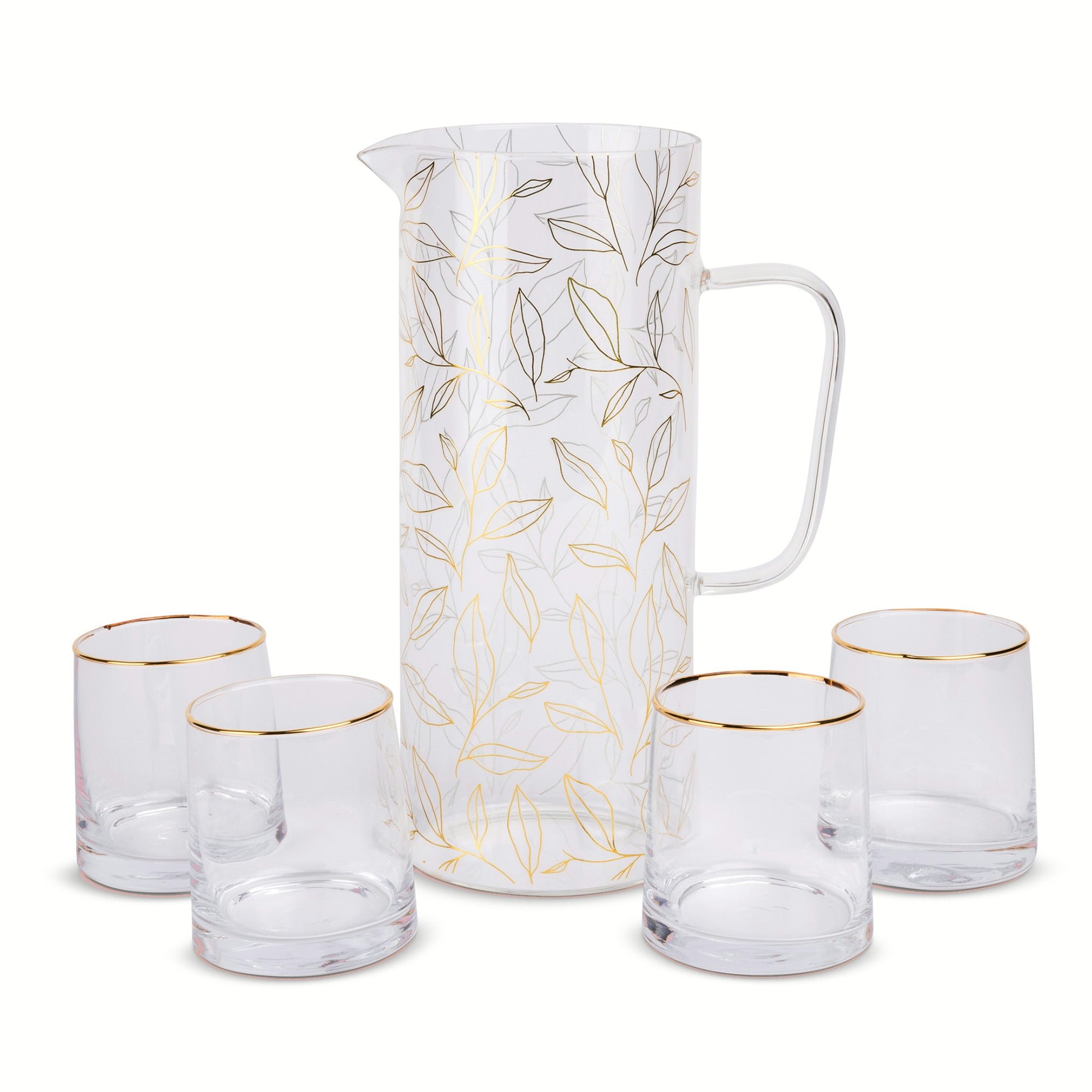 Thyme & Table 5-Piece Glass Pitcher & Cup Set, White, Harvest - Walmart.com