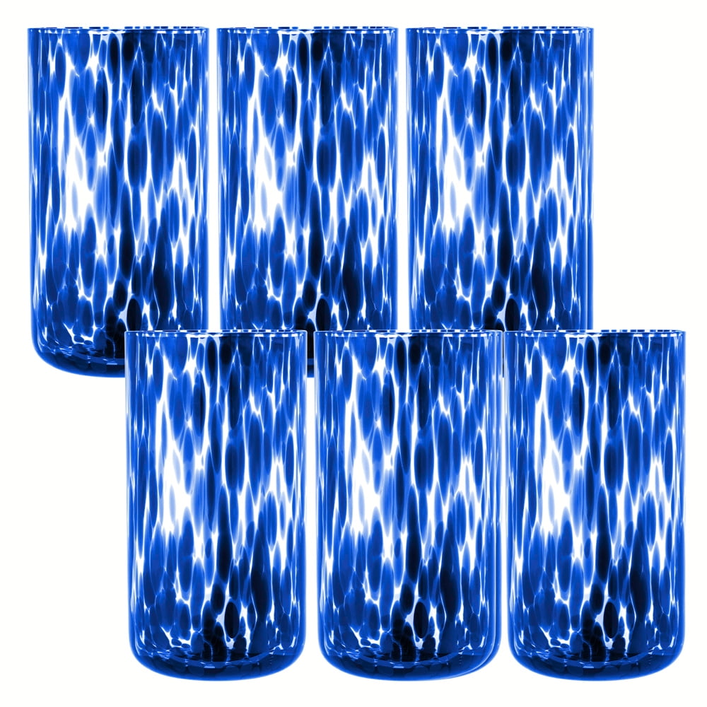 Thyme & Table Blue Tortoise Drinking Glasses Set of 6, 20 fl oz ...