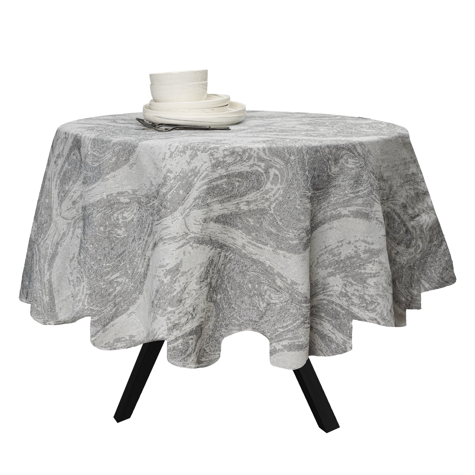Thyme & Table 70" Round Tablecloth, Gray Marble - Walmart.com