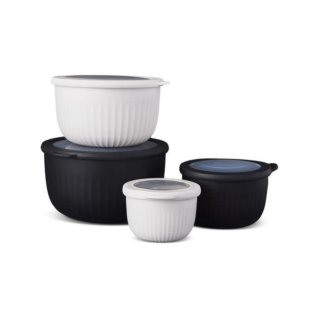 Thyme & Table 8-Piece Nesting Mixing Bowl Set, Black and Cream ...