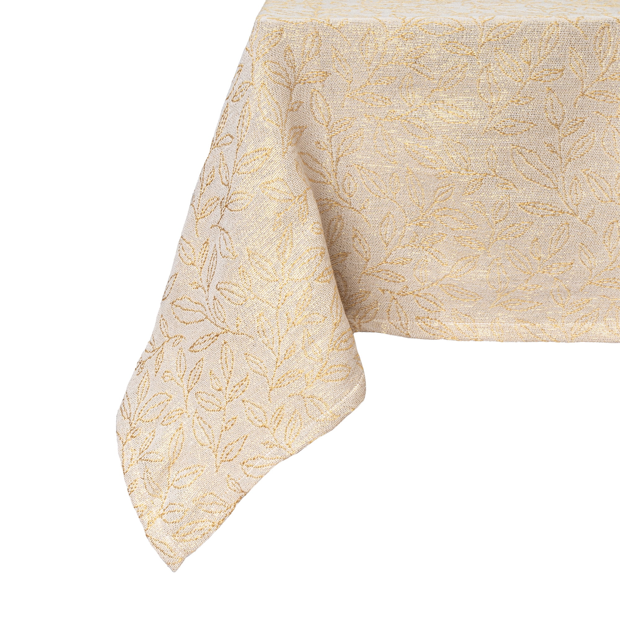 Thyme & Table 84" Rectangle Tablecloth, Cream and Gold Leaf - Walmart.com