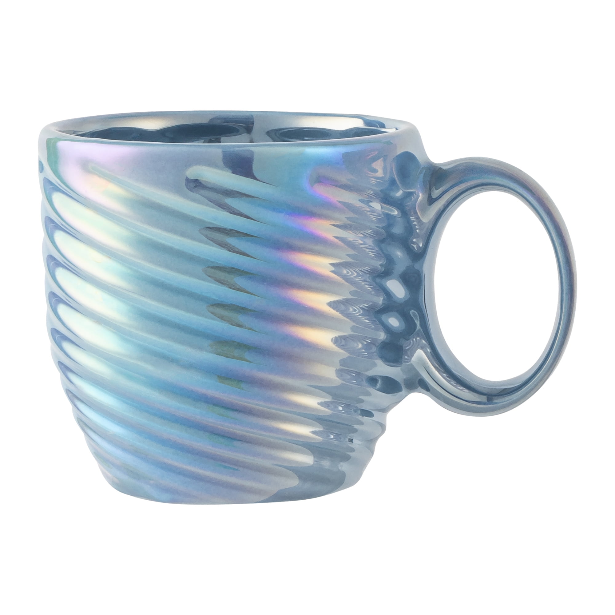 Thyme & Table Blue Pearl Swirl Mug 17.6 fl oz Stoneware Iridescent ...