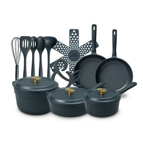 Thyme & Table 16-Piece Tri-Ply Non-Stick Etch-Tech Cookware & Utensil ...