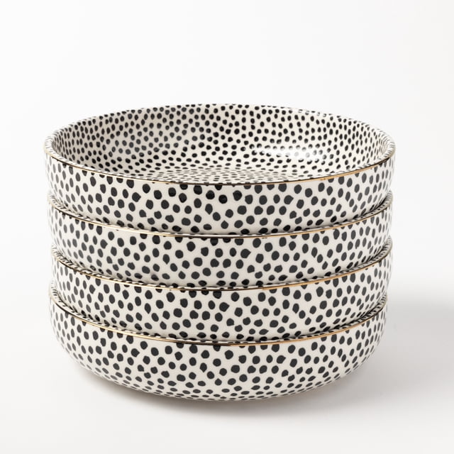 Thyme & Table Dot Collection, 4 Pack Stoneware Low Bowls - Walmart.com