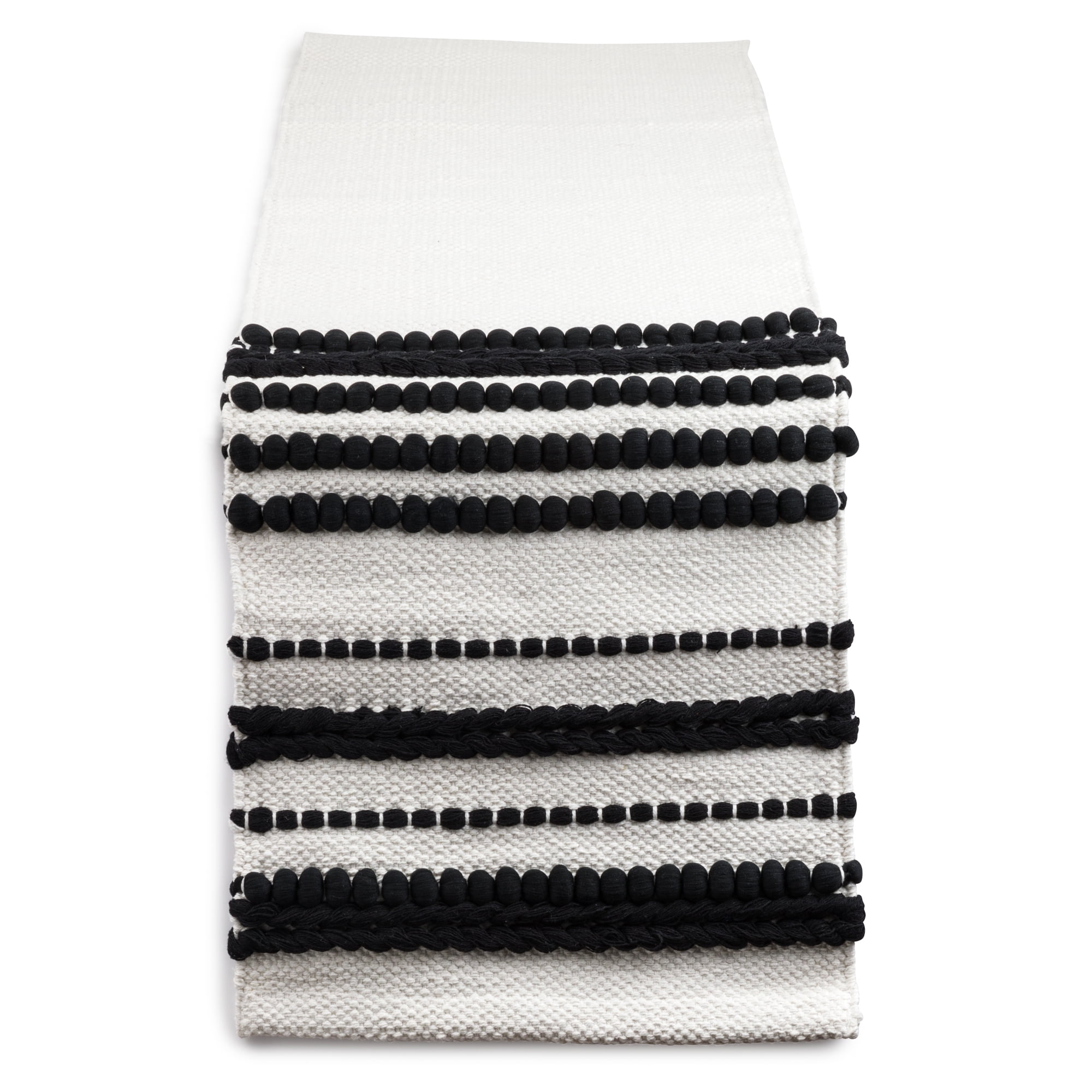 Thyme & Table Handwoven Black Table Runner 72x14 Cotton Polyester ...