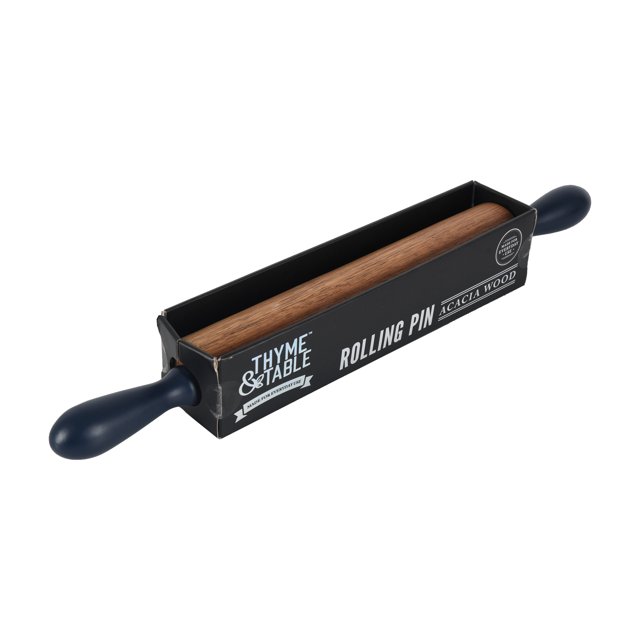 Thyme & Table Kitchen Acacia Wood Rolling Pin With Ergonomic Handle ...