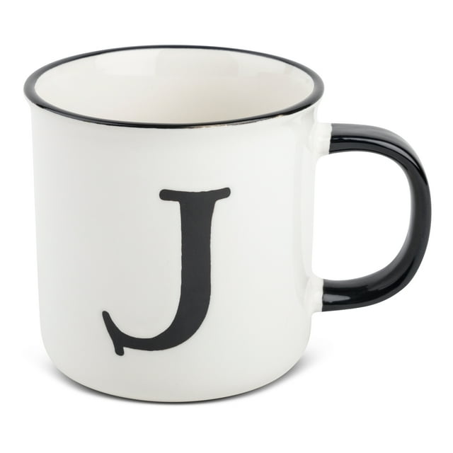 Thyme & Table Monogram J Stoneware Coffee Mug 16oz, White - Walmart.com