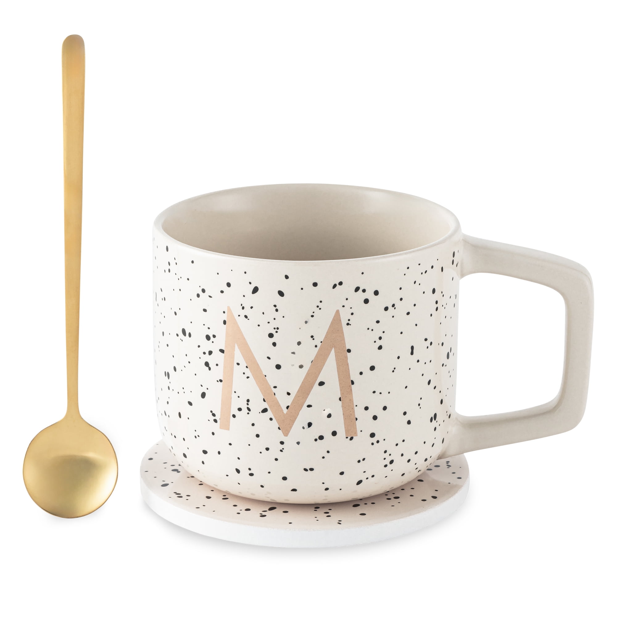 Thyme & Table Monogram M Coffee Mug Set with Coaster & Stir Spoon ...