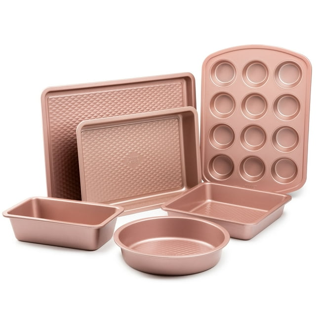 Thyme & Table Non-Stick Aluminized Steel Baking 6 Piece Set, Rose Gold ...