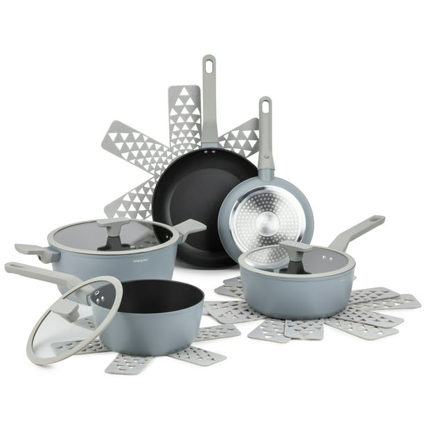 Thyme & Table Eden 12 Piece Cookware Set Non-Stick - Cool Grey ...