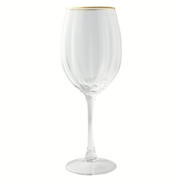 Thyme & Table Scalloped Wine Glass with Gold Rim - Walmart.com