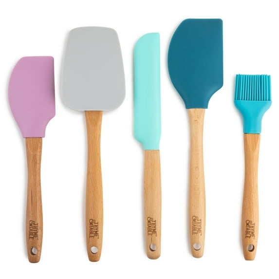 Thyme & Table Silicone Utensils, 5 Piece Set, Spatulas and Basting ...