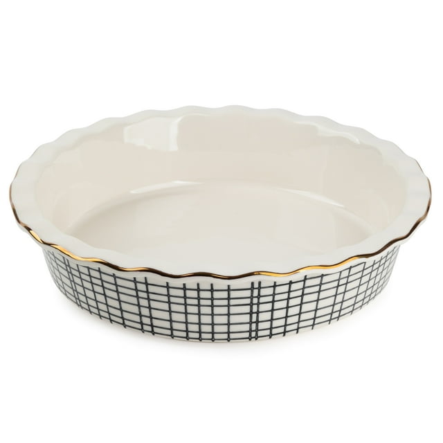 Thyme & Table Stoneware 9 Inch Pie Dish, Black & White Crosshatch ...