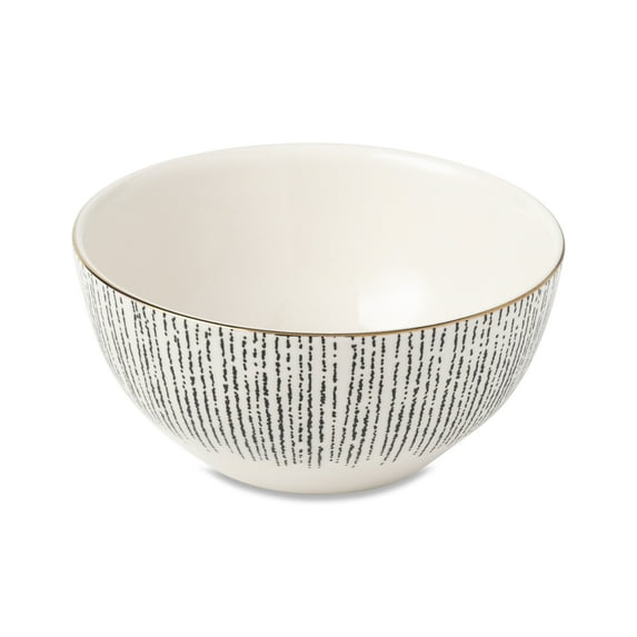Thyme & Table Riley Ceramic Bowl, Modern Linear Design, Microwave and ...
