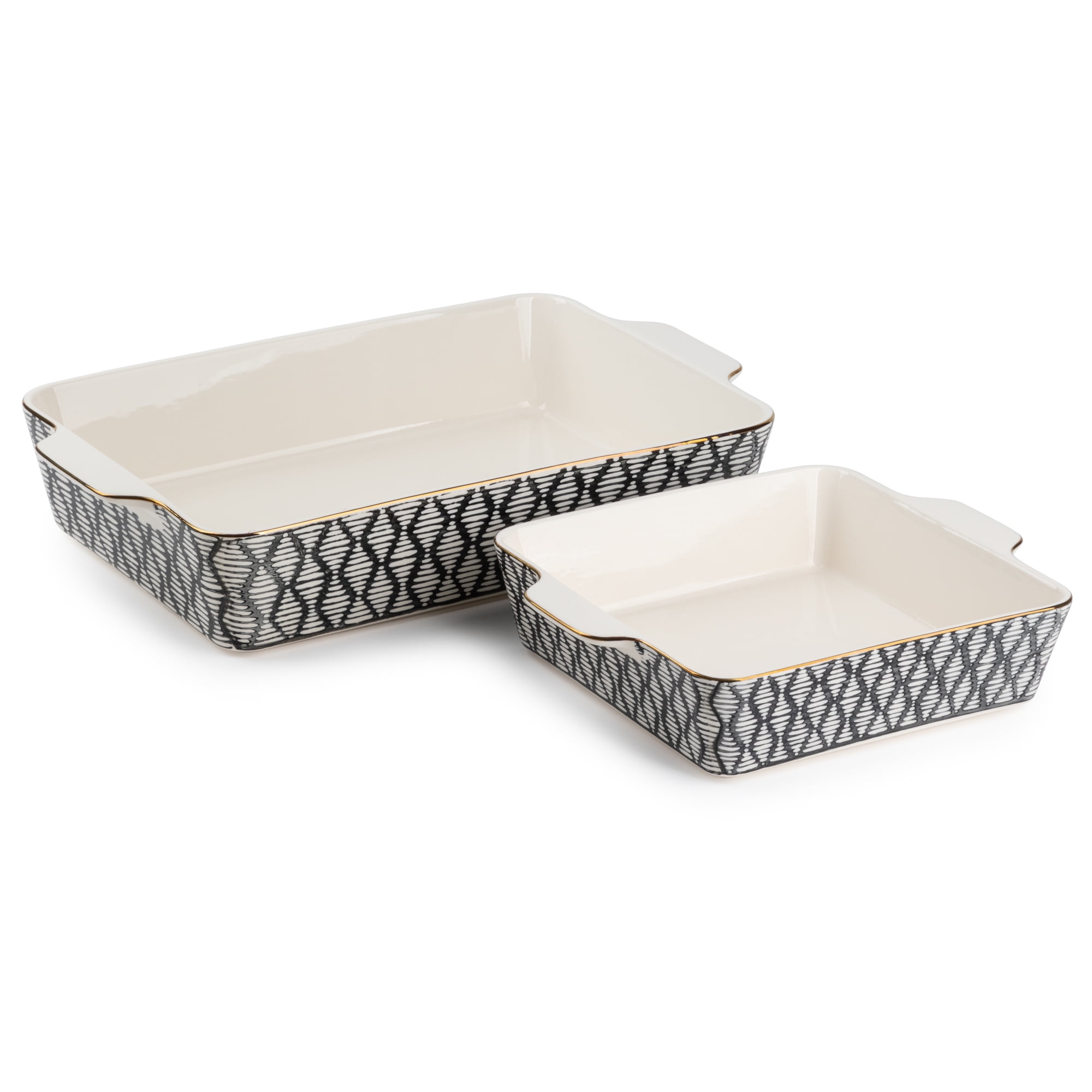 Thyme & Table Stoneware Square & Rectangular Baker, Black & White Geo ...
