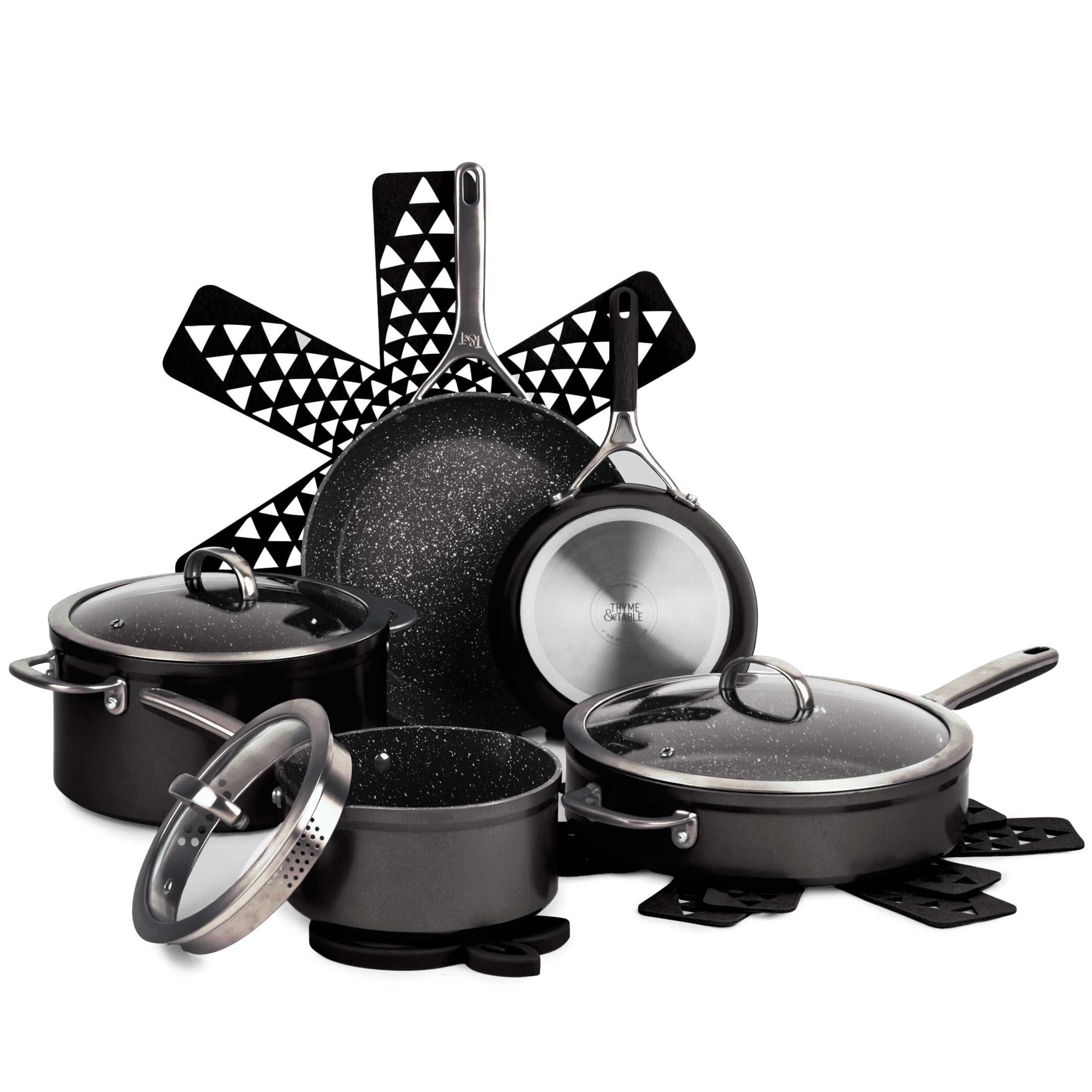 Thyme & Table 12-Piece Supreme Non-Stick Cookware Set, Black, All ...