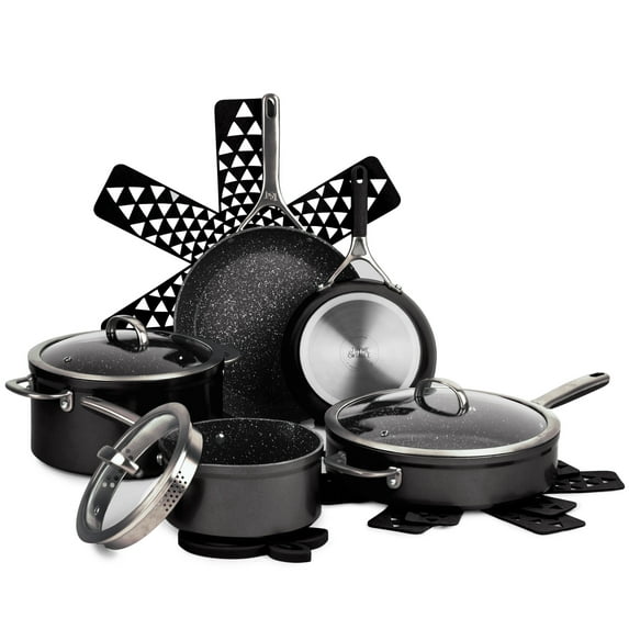 Thyme & Table 12-Piece Supreme Non-Stick Cookware Set, Black, All ...