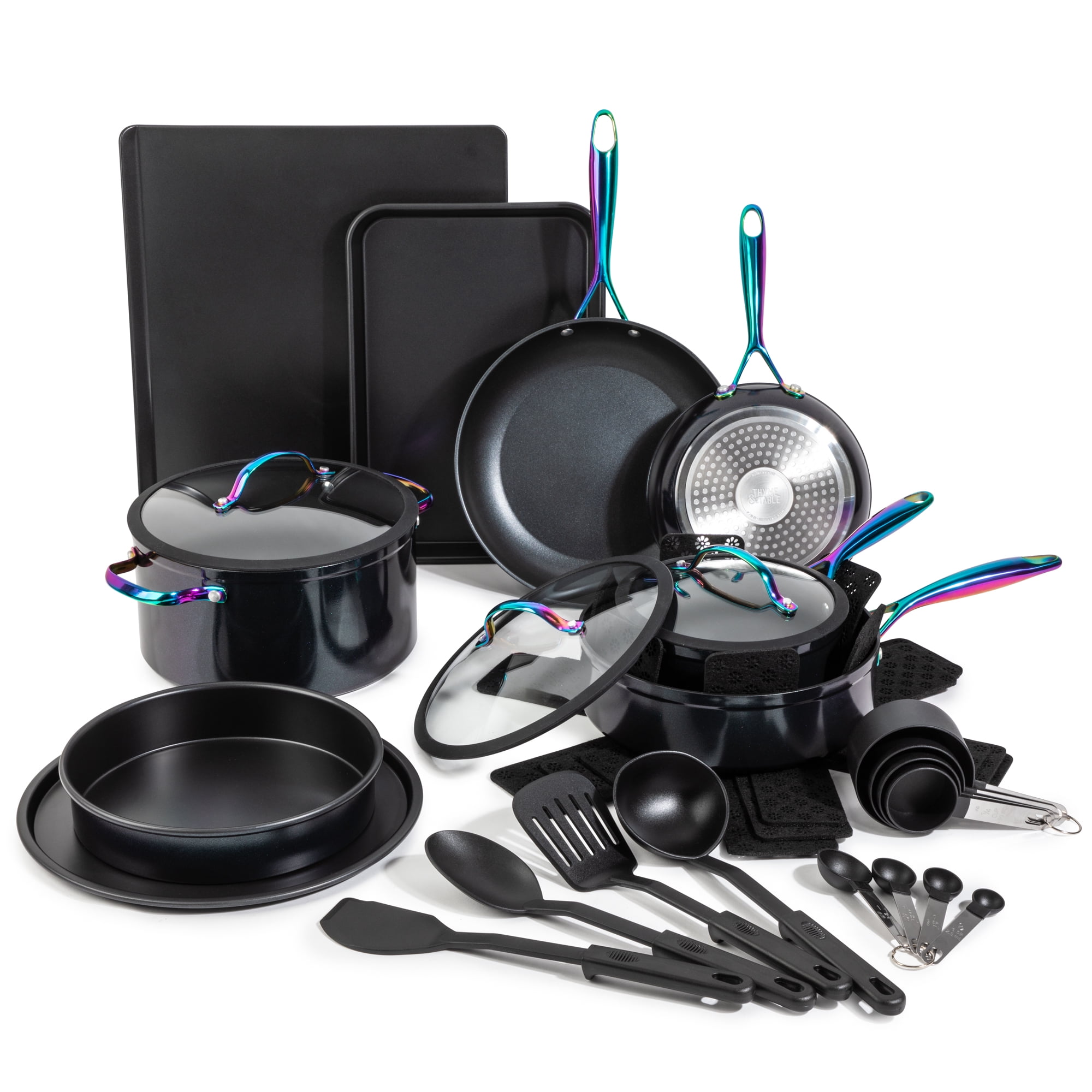 Thyme & Table TT0227 Non-Stick Cookware & Bakeware,28-Piece - Walmart.com
