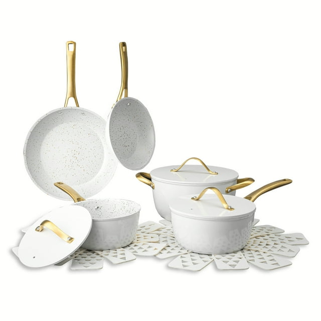 Thyme and Table 12 Piece Nonstick Aluminum Cookware Set, Gold Pvd - Walmart.com