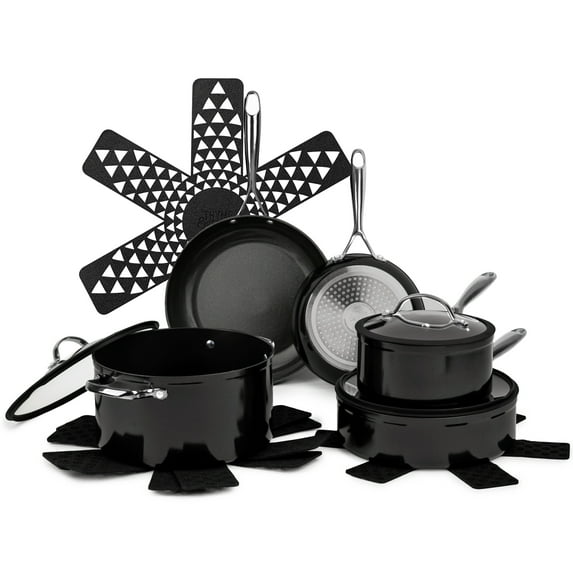 Thyme and Table 12 Piece Nonstick Aluminum Cookware Set, Pots and Pans ...