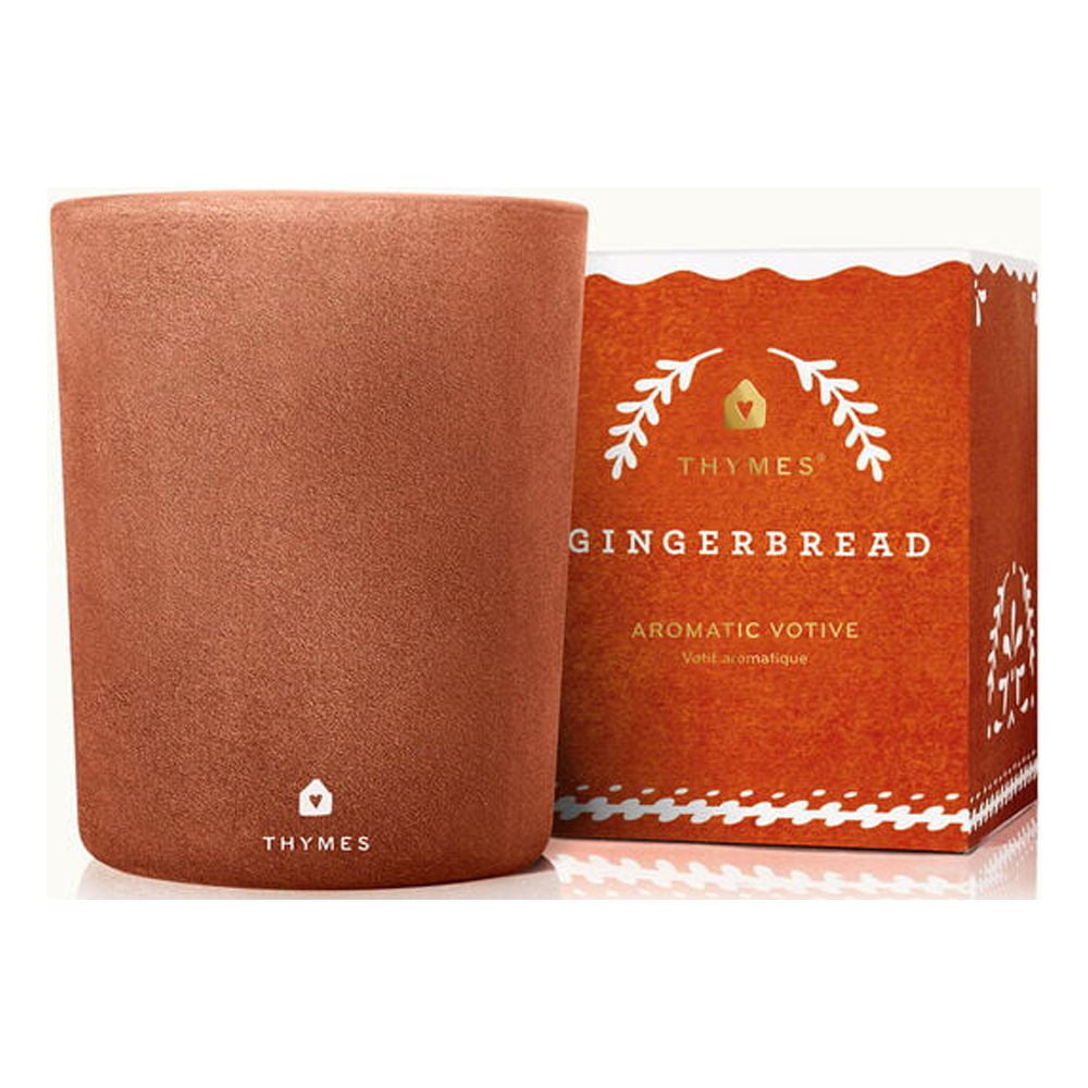 Thymes Gingerbread Votive Candle, 2 oz, Festive Scent, Cardamom ...