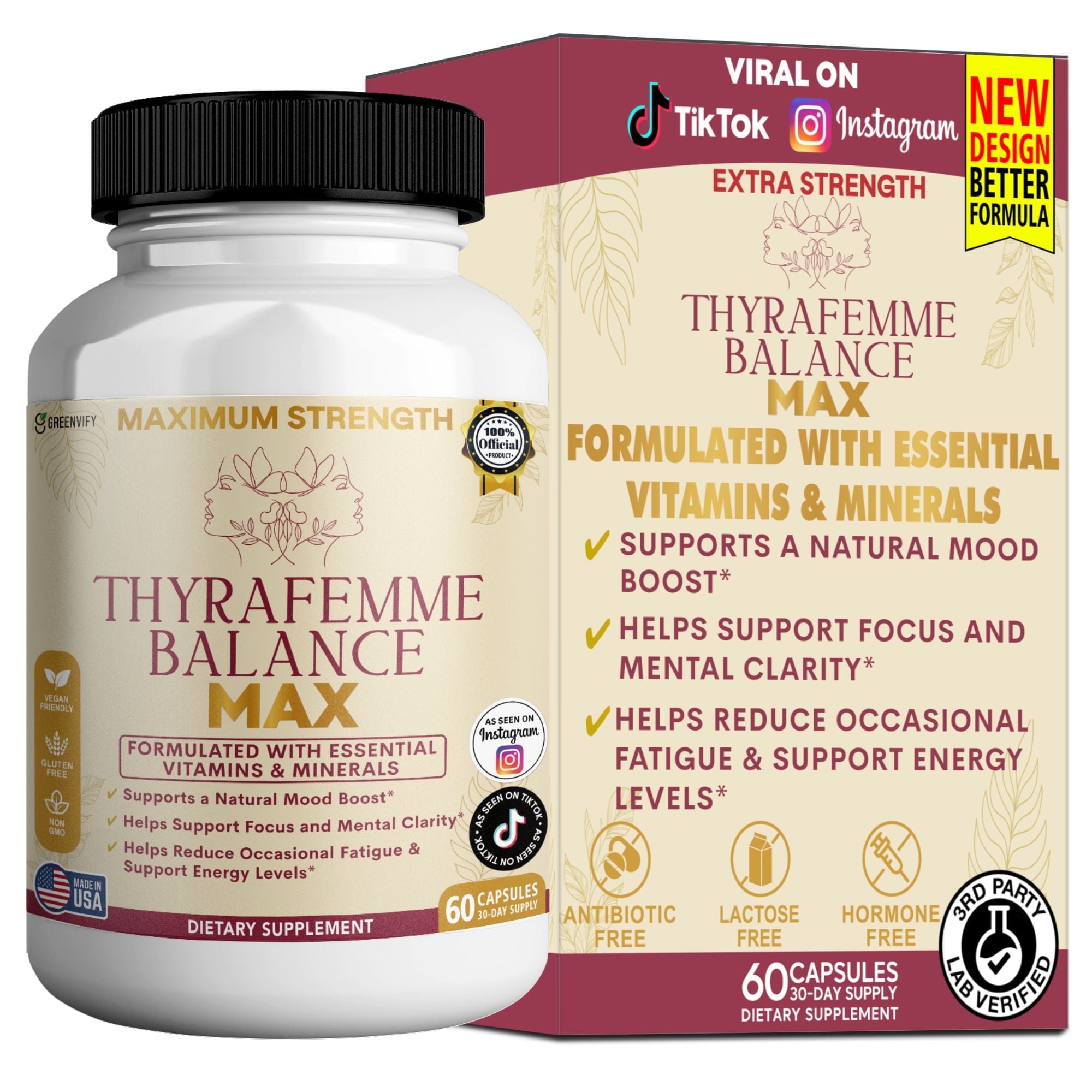GreenVify Thyrafemme Balance Max Thyroid Support Supplement - Walmart.com