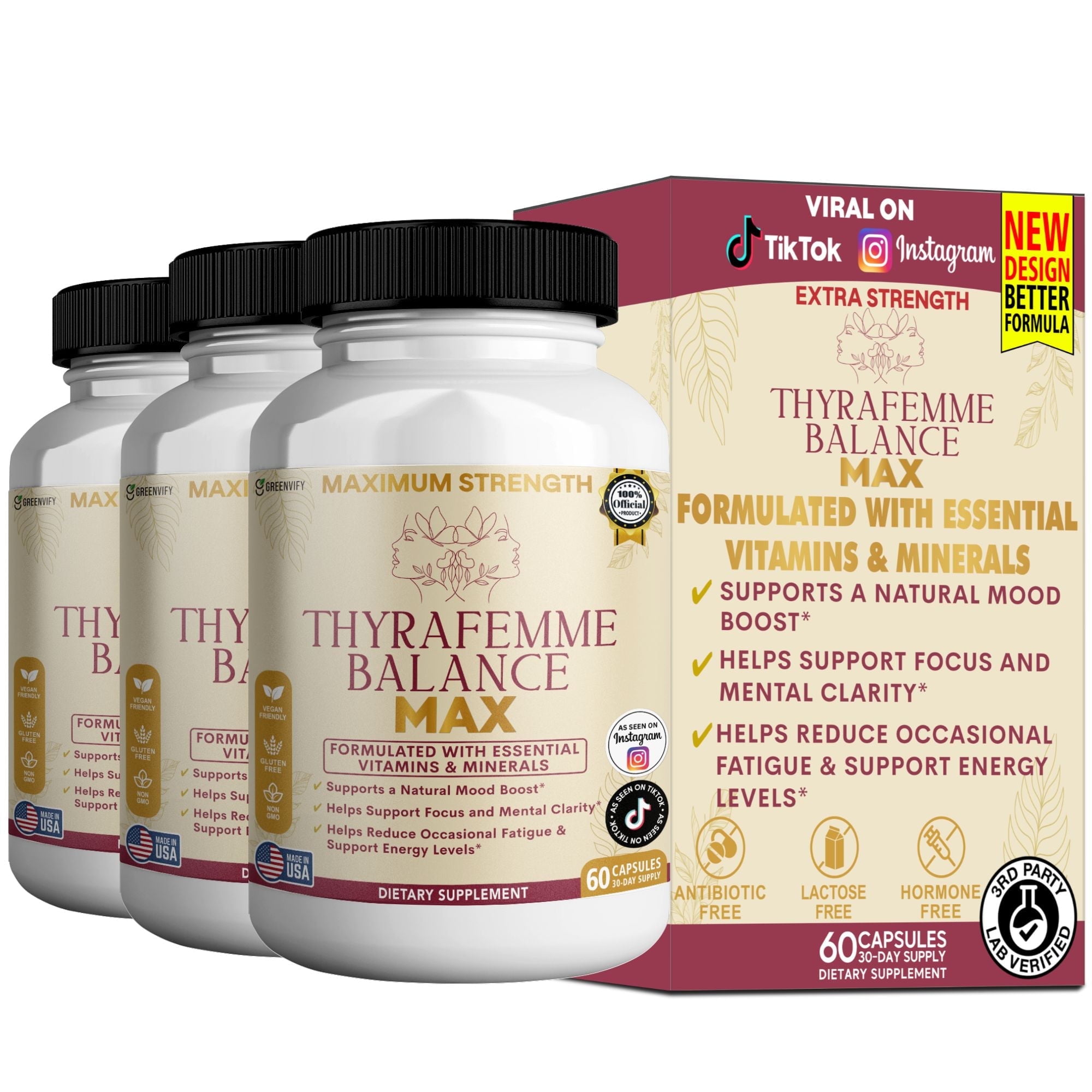 GreenVify Thyrafemme Balance Max Thyroid Support Supplement - Walmart.com