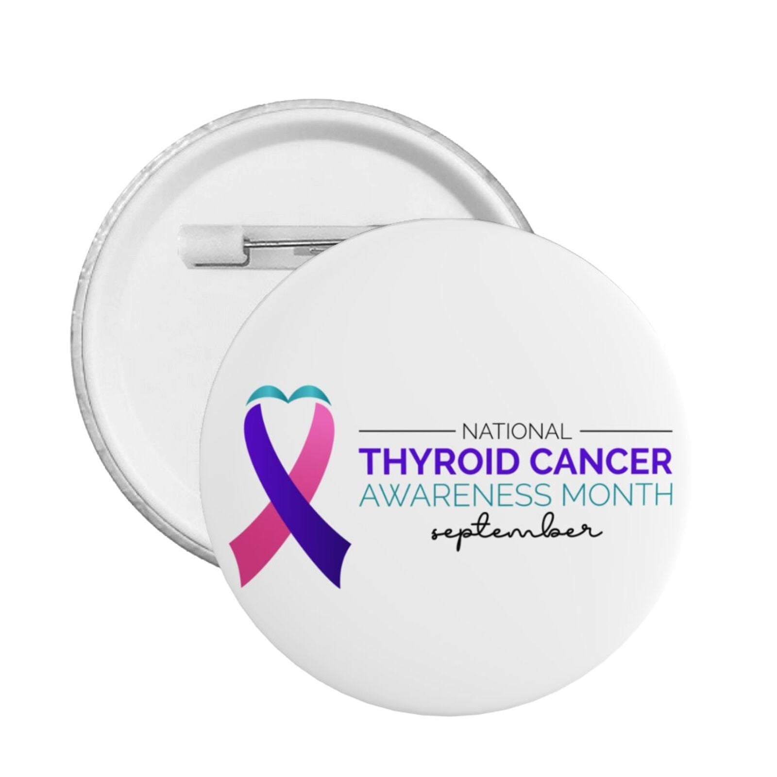 Thyroid Cancer Awareness Month Pin Button Badge, Personalised Button ...