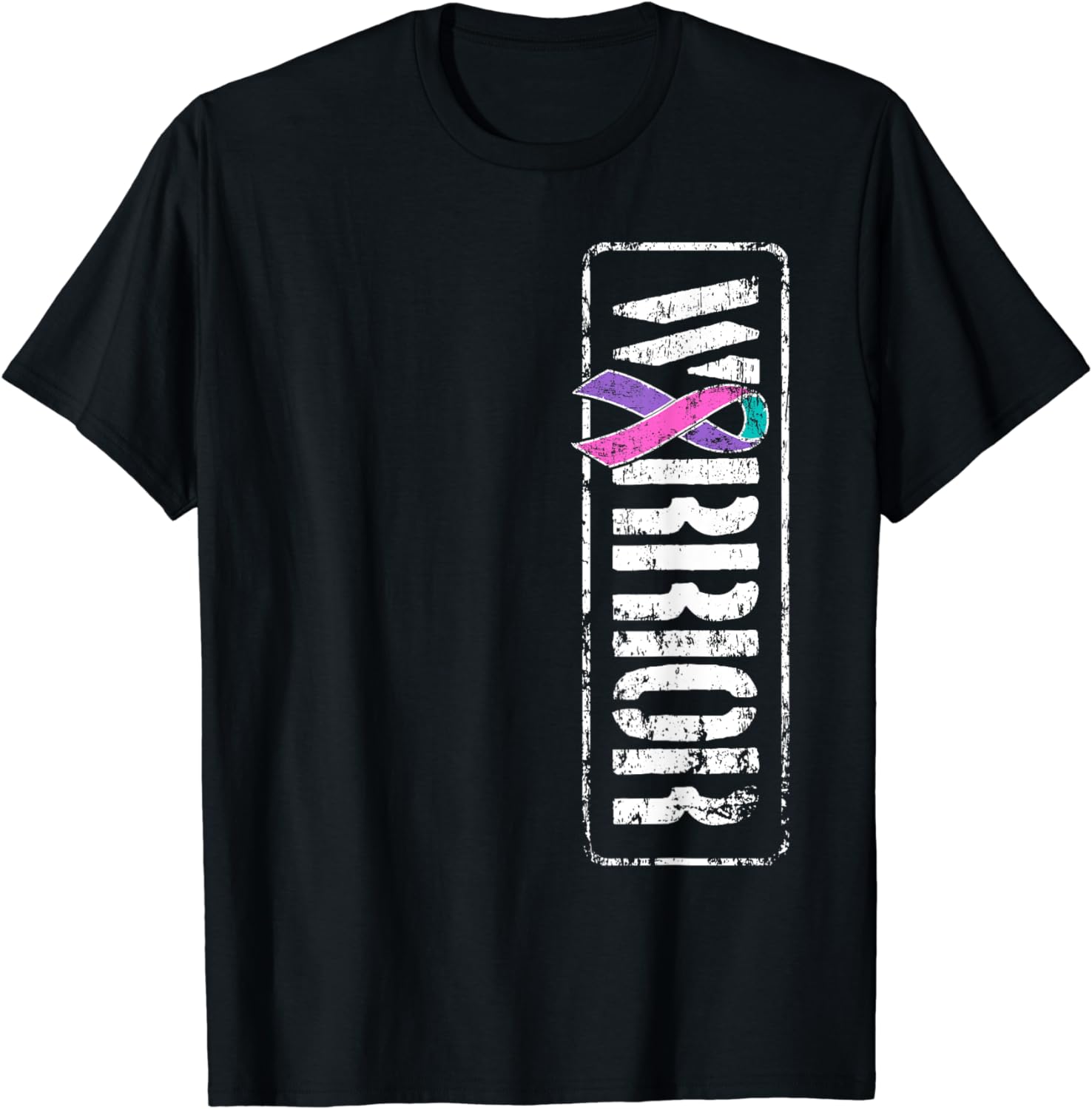 Thyroid Cancer Awareness - Sideways Military Warrior Ribbon T-Shirt ...