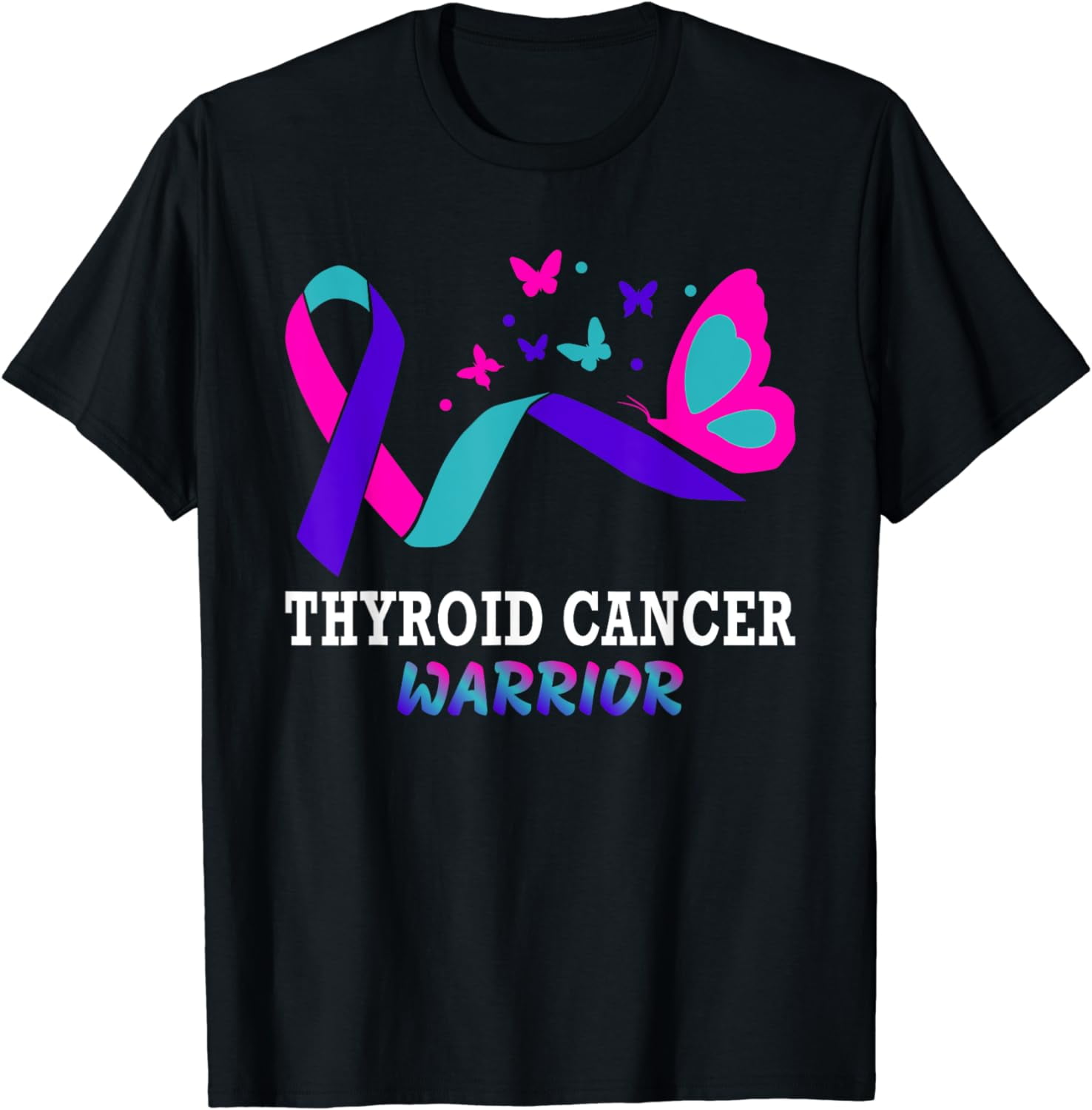 Thyroid Cancer Warrior Butterfly Survivor Warrior Ribbon T-Shirt ...