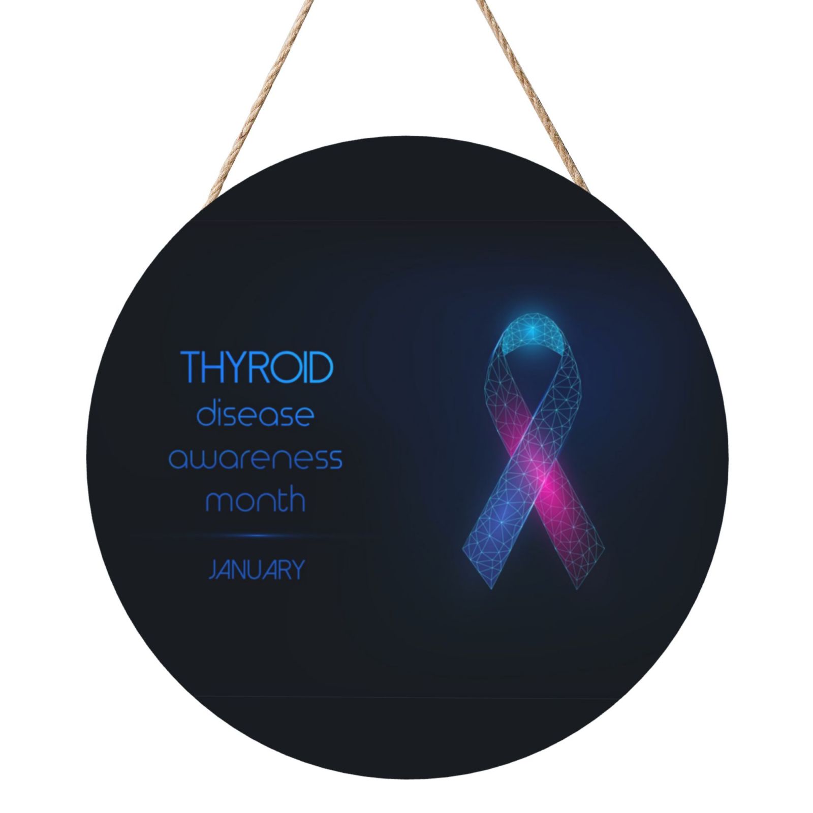 Thyroid Disease Awareness Month Wooden Hanging Sign Ornament Welcome ...