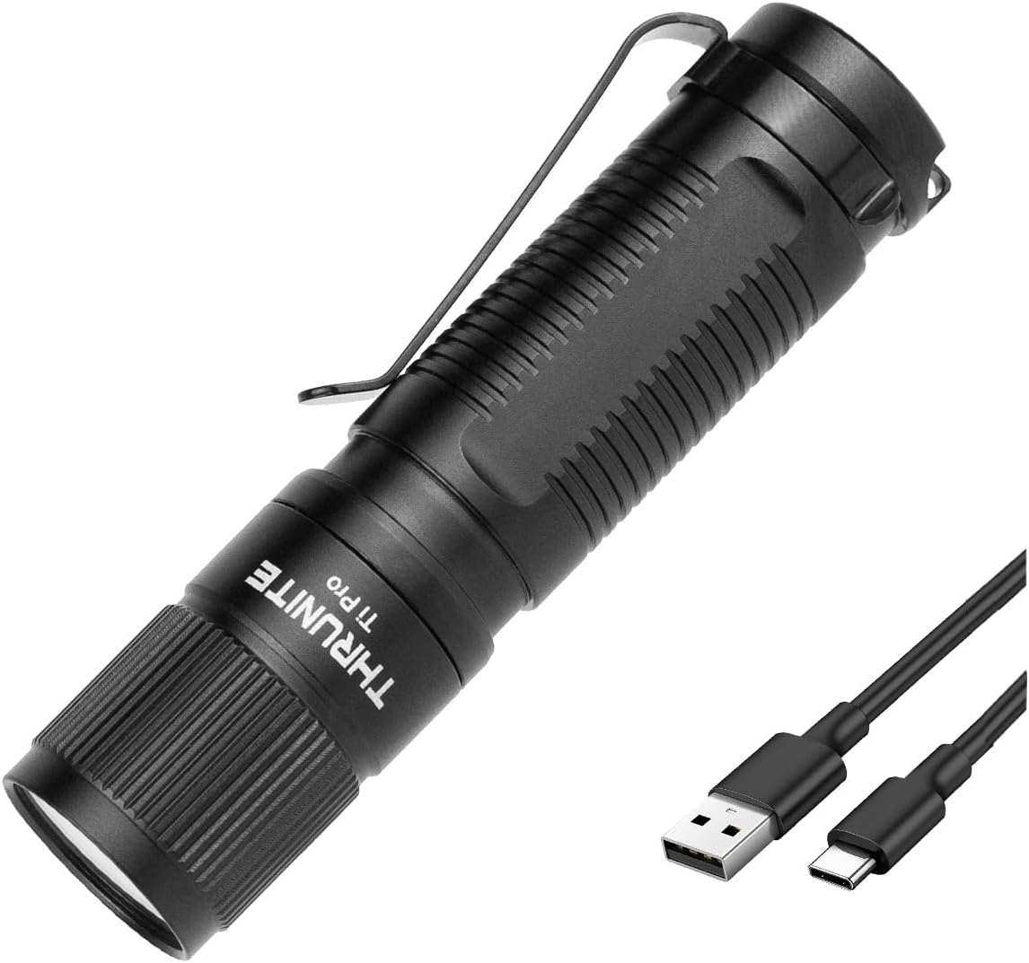 Ti Pro Rechargeable Mini Flashlight, AA Battery Compatible, Max 1012 ...