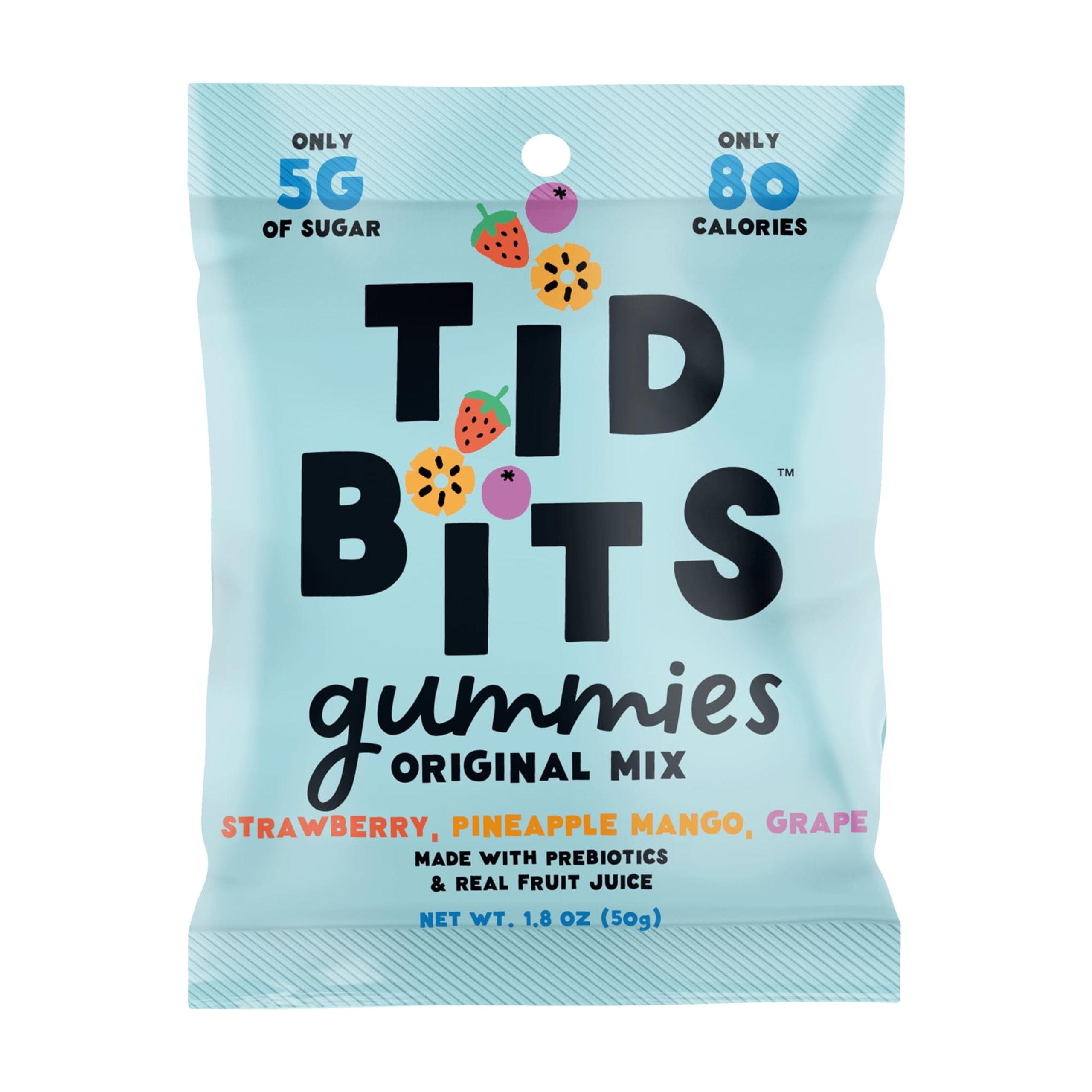 TiDBiTS TMH1 Gummy Candies 1.8oz (Pack of 12), Low Sugar (5g), Low ...