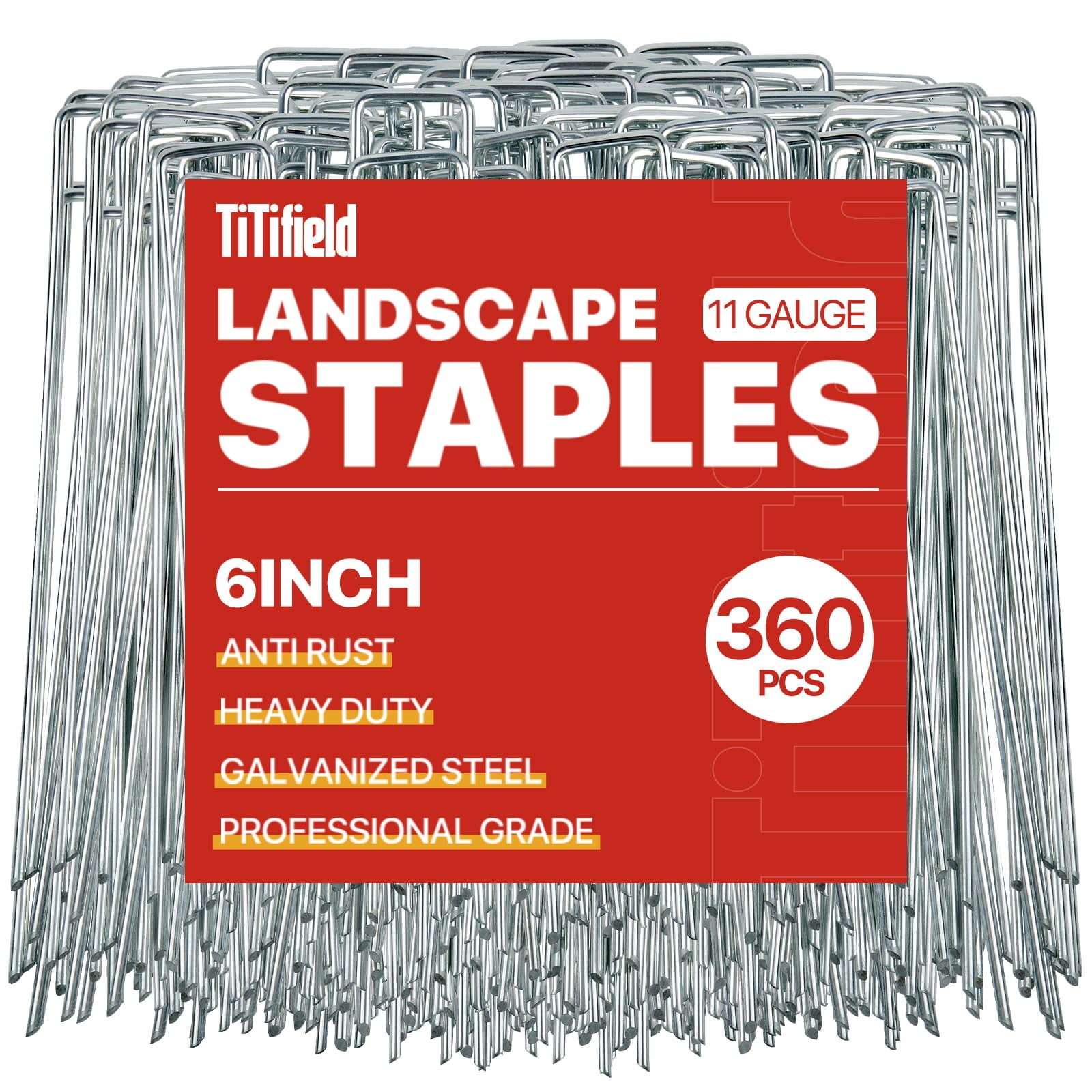 TiTifield 360 Pack 6 SSF20 Inch Landscape Staples Galvanized Garden Stakes, 11 Gauge Gargen ...