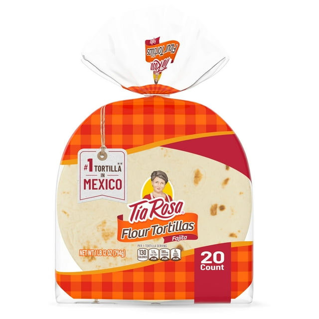 Tia Rosa Fajita Flour Tortillas, 20 count, Plain Tortillas, 28 oz Bag ...