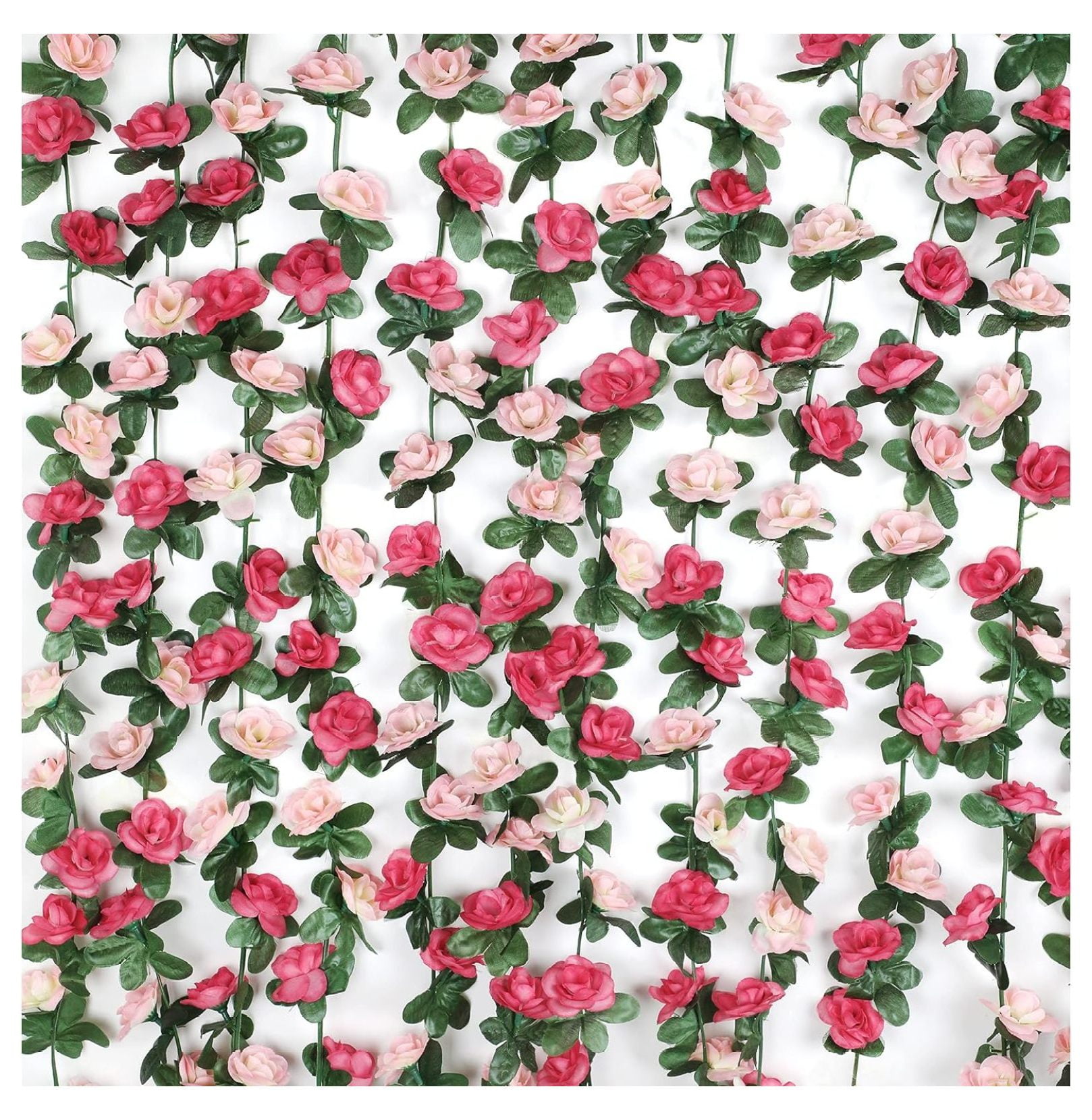 TiaGOC 12Pcs 98.4Ft Flower Artificial Rose Vines for Bedroom, Cute Fake ...
