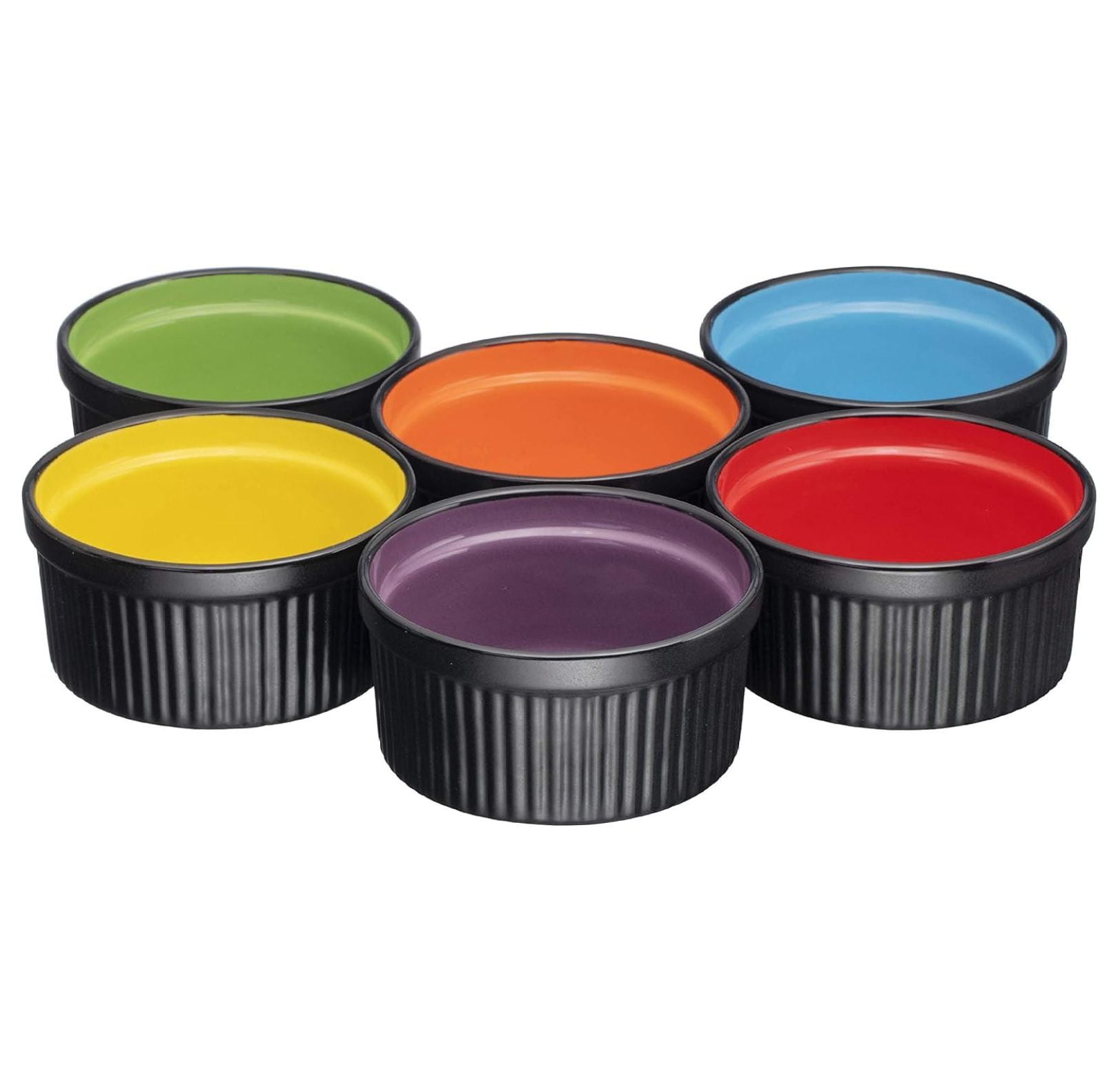 TiaGOC 4 Oz Black and Multicolor ramekins Ceramic Ramekin Set of 6, 4 ...