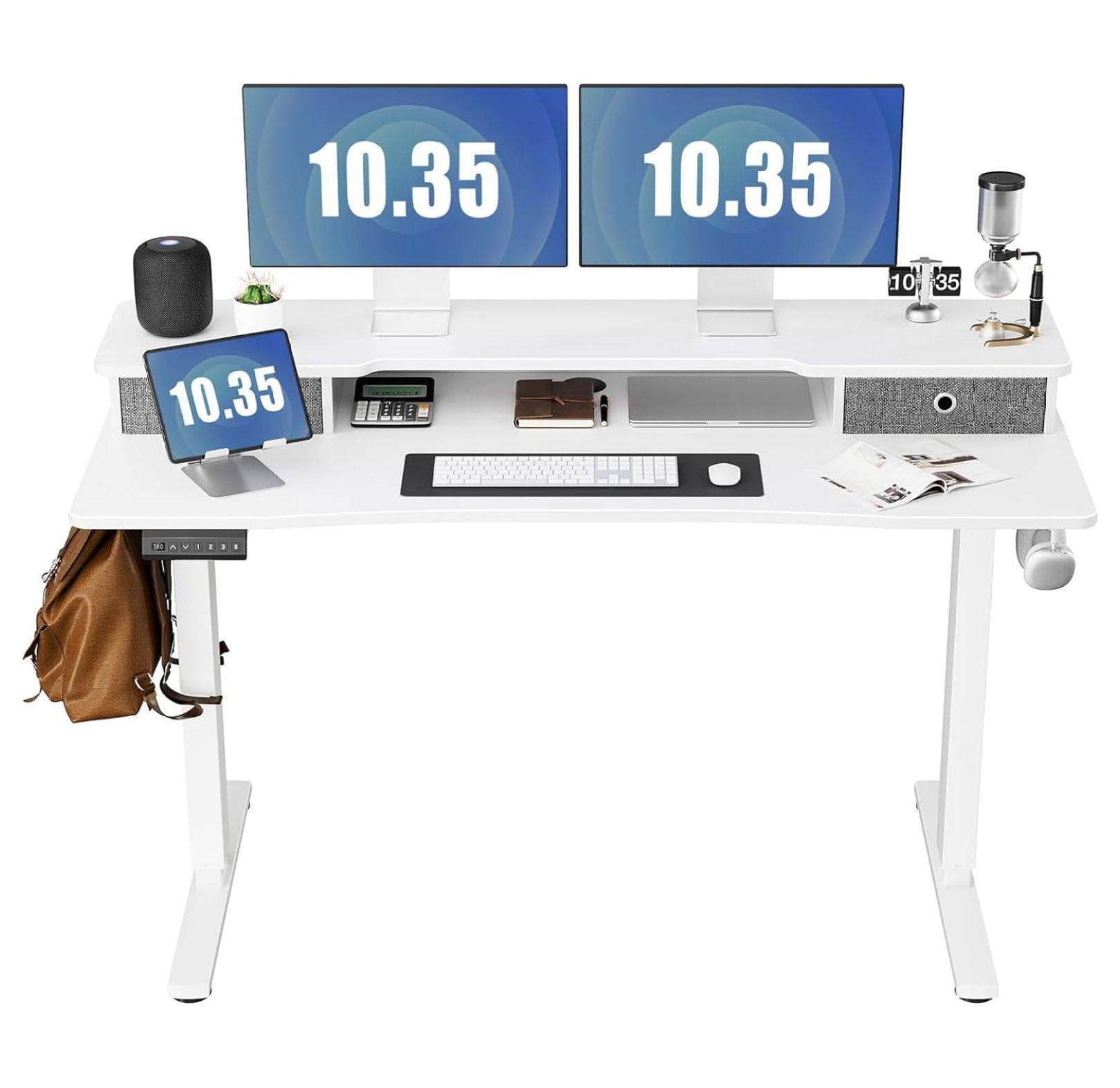 TiaGOC 55 Inch Electric Standing Desk with Double Drawers Height ...