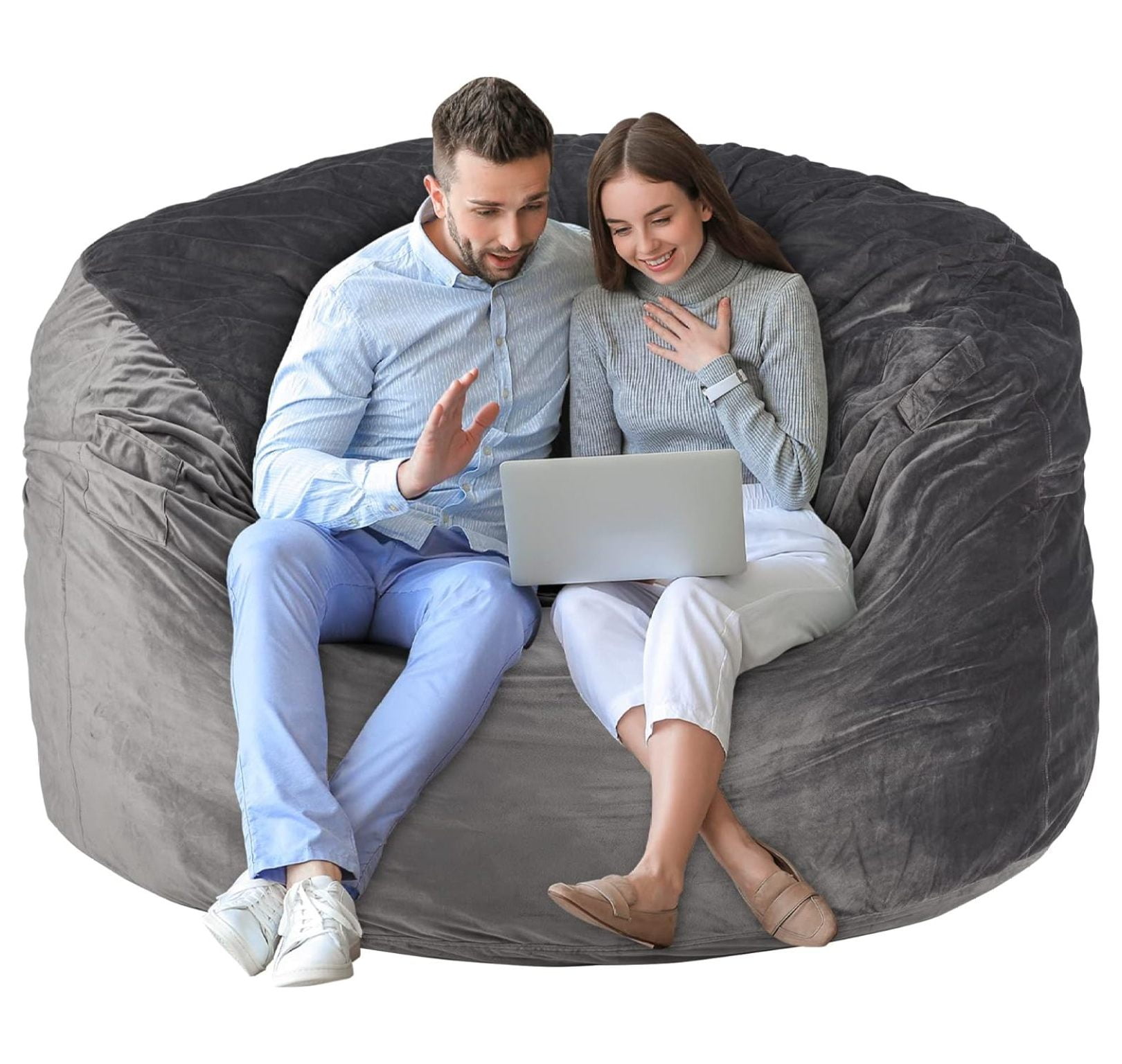 TiaGOC 5Ft Giant Bean Bag Chair, Memory Foam Filling Bean Bag Chairs ...
