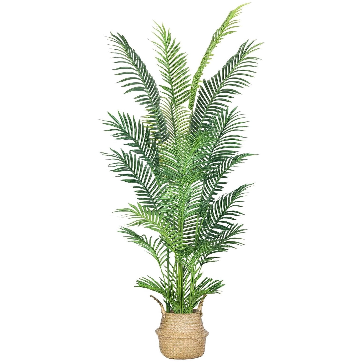 TiaGOC 6FT Artificial Palm Tree,Faux Areca Palm Plant with Real Touch ...